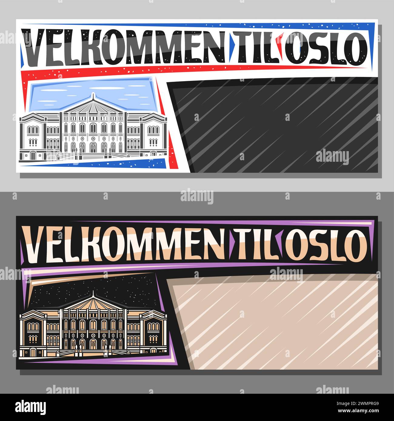 Vector banner for Oslo with copy space, decorative layout with line ...