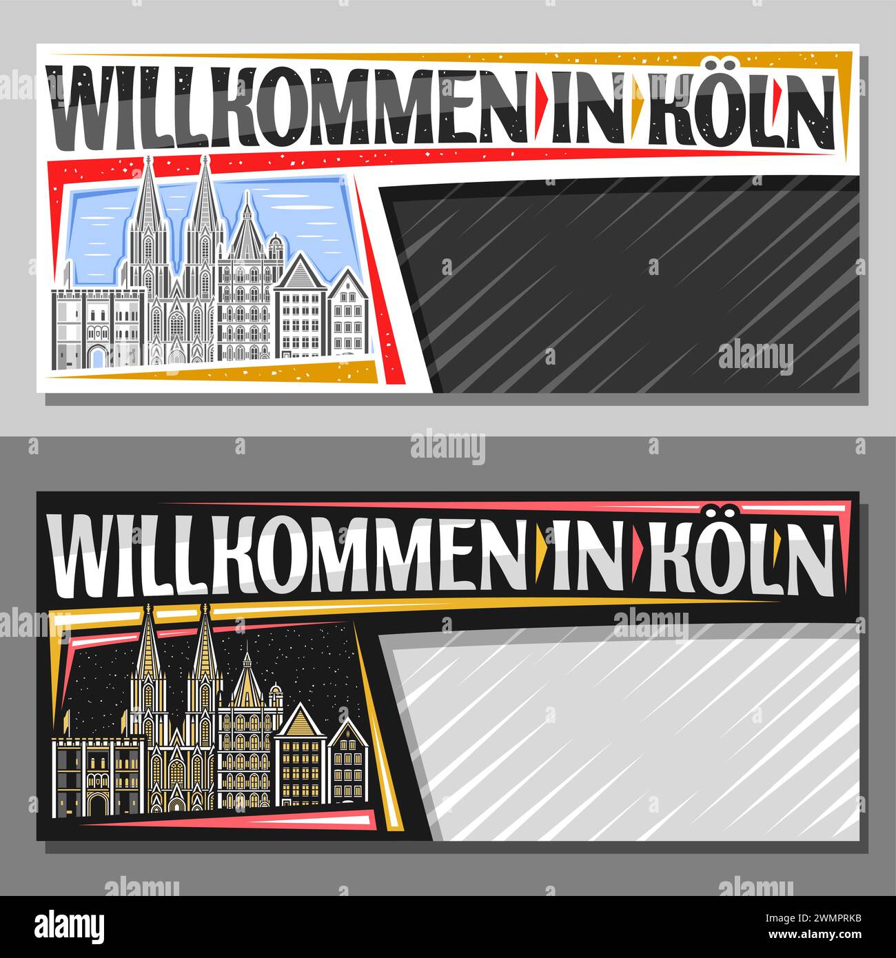 Vector banner for Koln with copy space, decorative template with ...