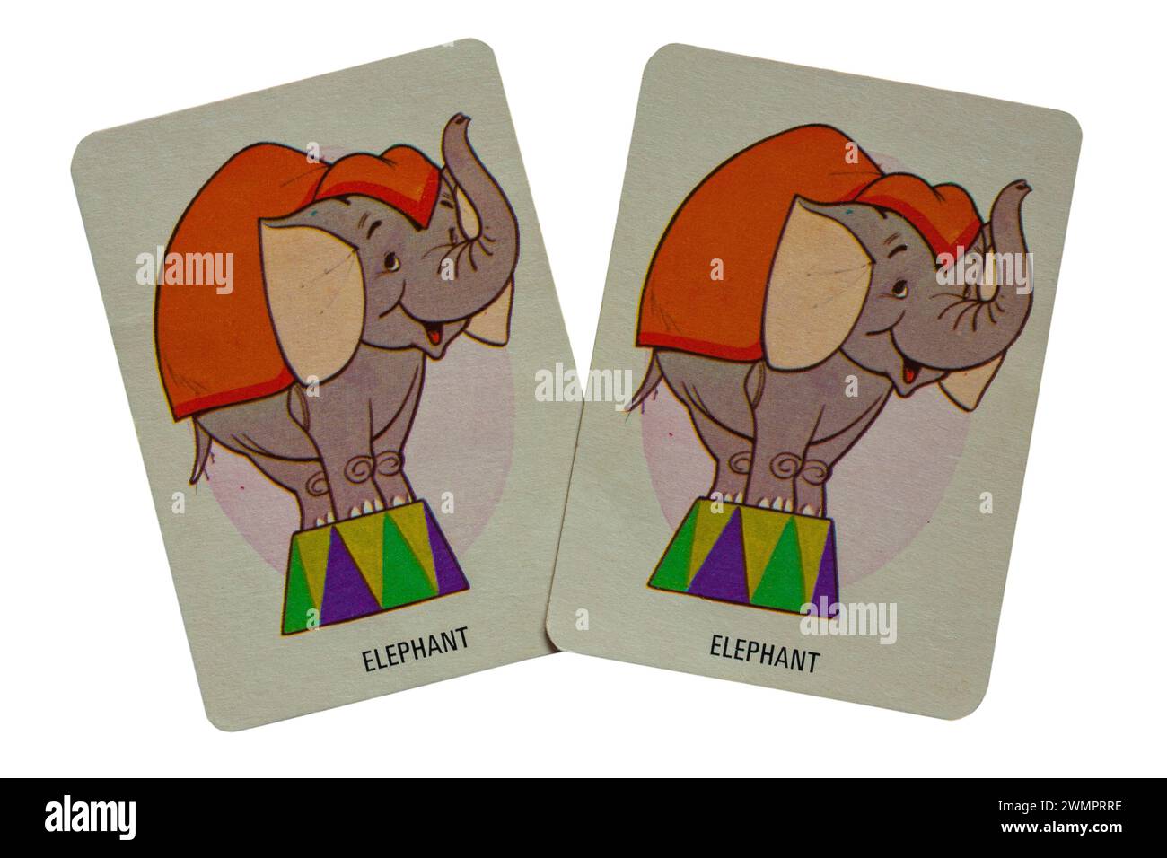 pair of old retro Elephant cards from pack of Donkey playing cards ...