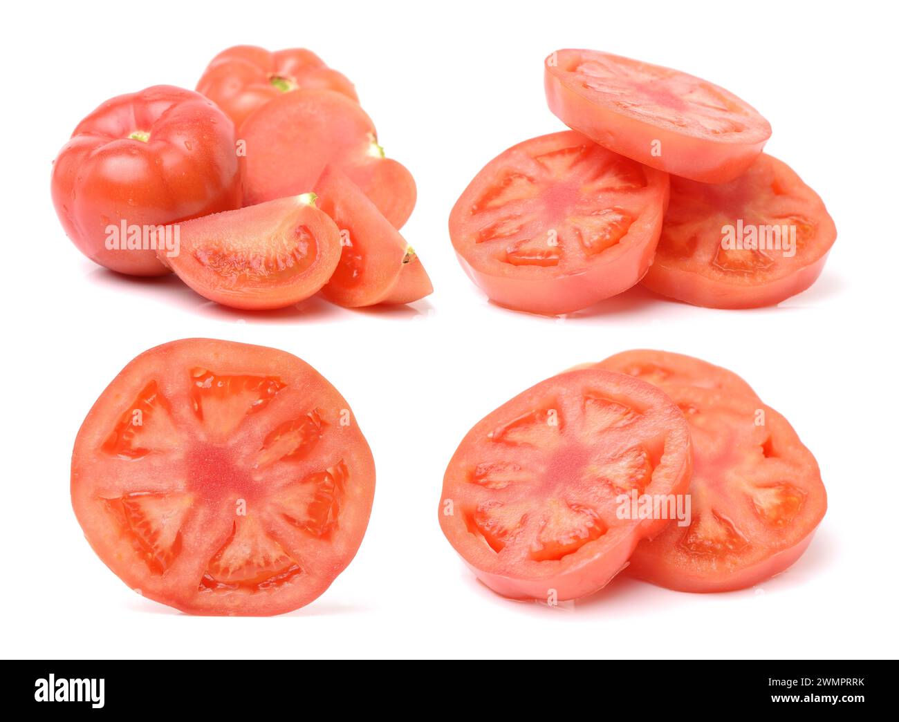 fresh sliced tomatoes isolated on white background Stock Photo - Alamy
