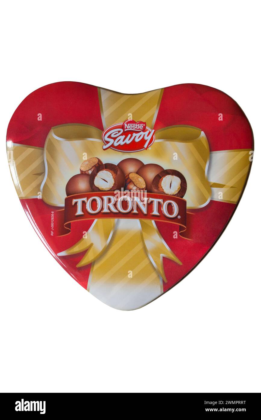 Tin of Nestle Savoy Toronto isolated on white background - hazelnut ...