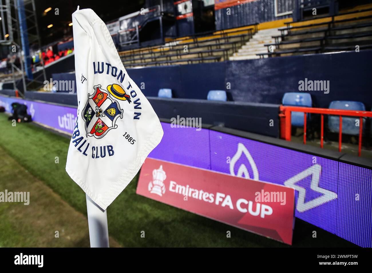 Luton, UK. 25th Feb, 2024. A luton town corner flag alongside fa cup ...