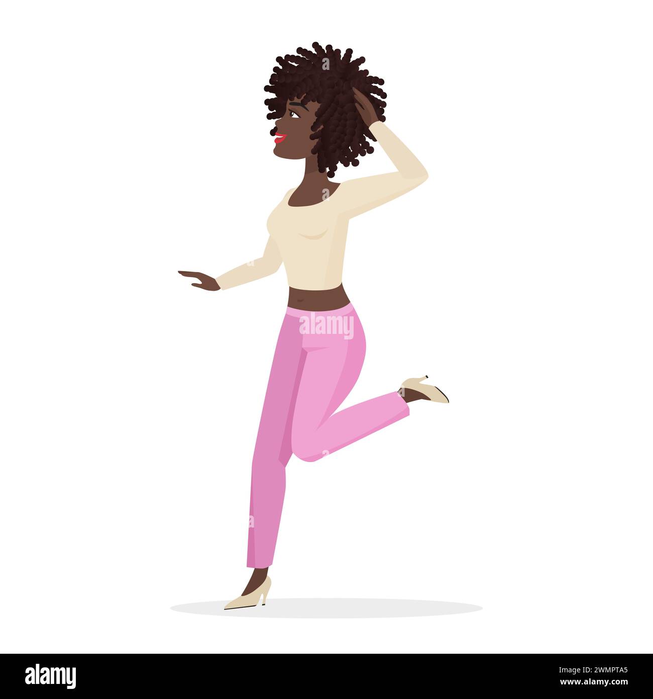 Happy woman jumping with fun, girl dancing on festival or dance party ...