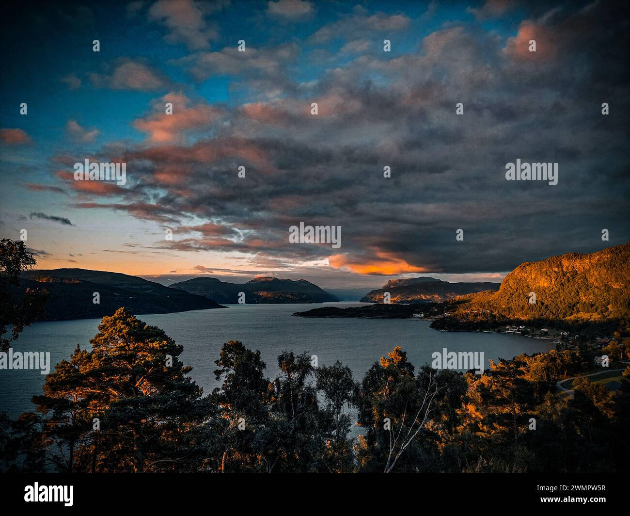 Sky and clouds over a lake with distant mountains Stock Photo - Alamy