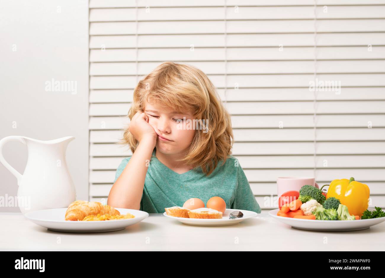 Portrait of kid with no appetite. Concept of loss of appetite. Child ...