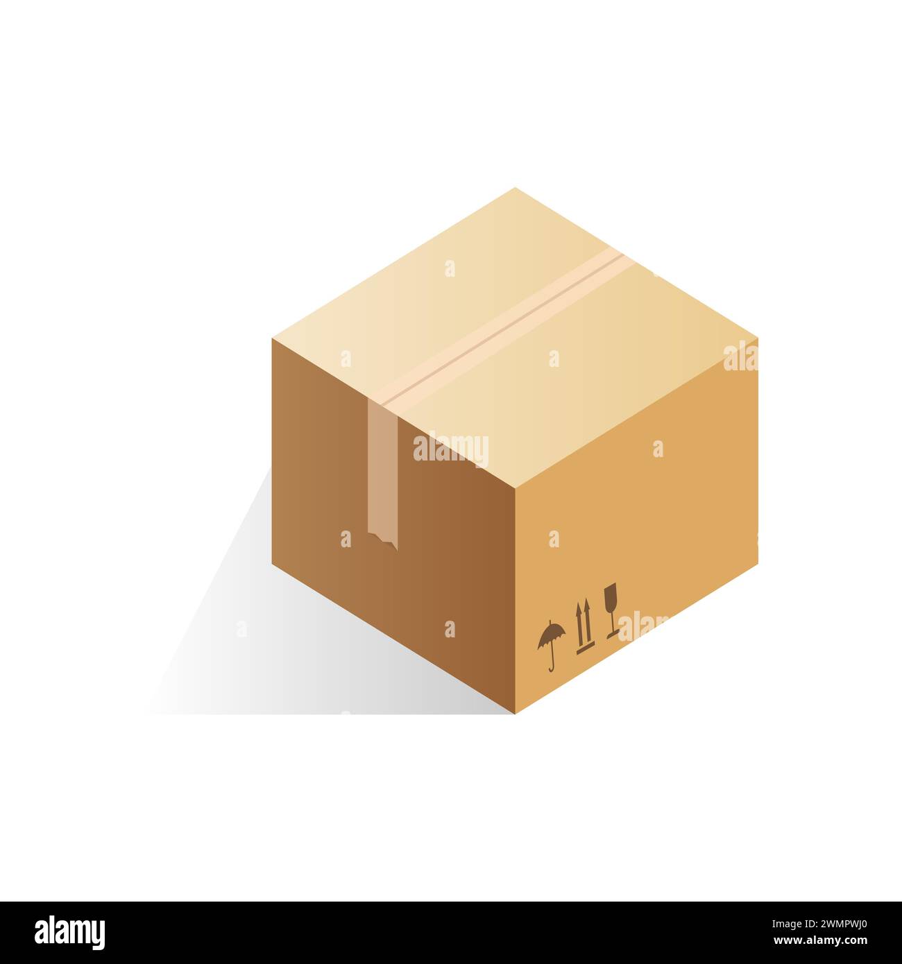 Isometric closed cardboard box of cube shape for delivery, relocation ...