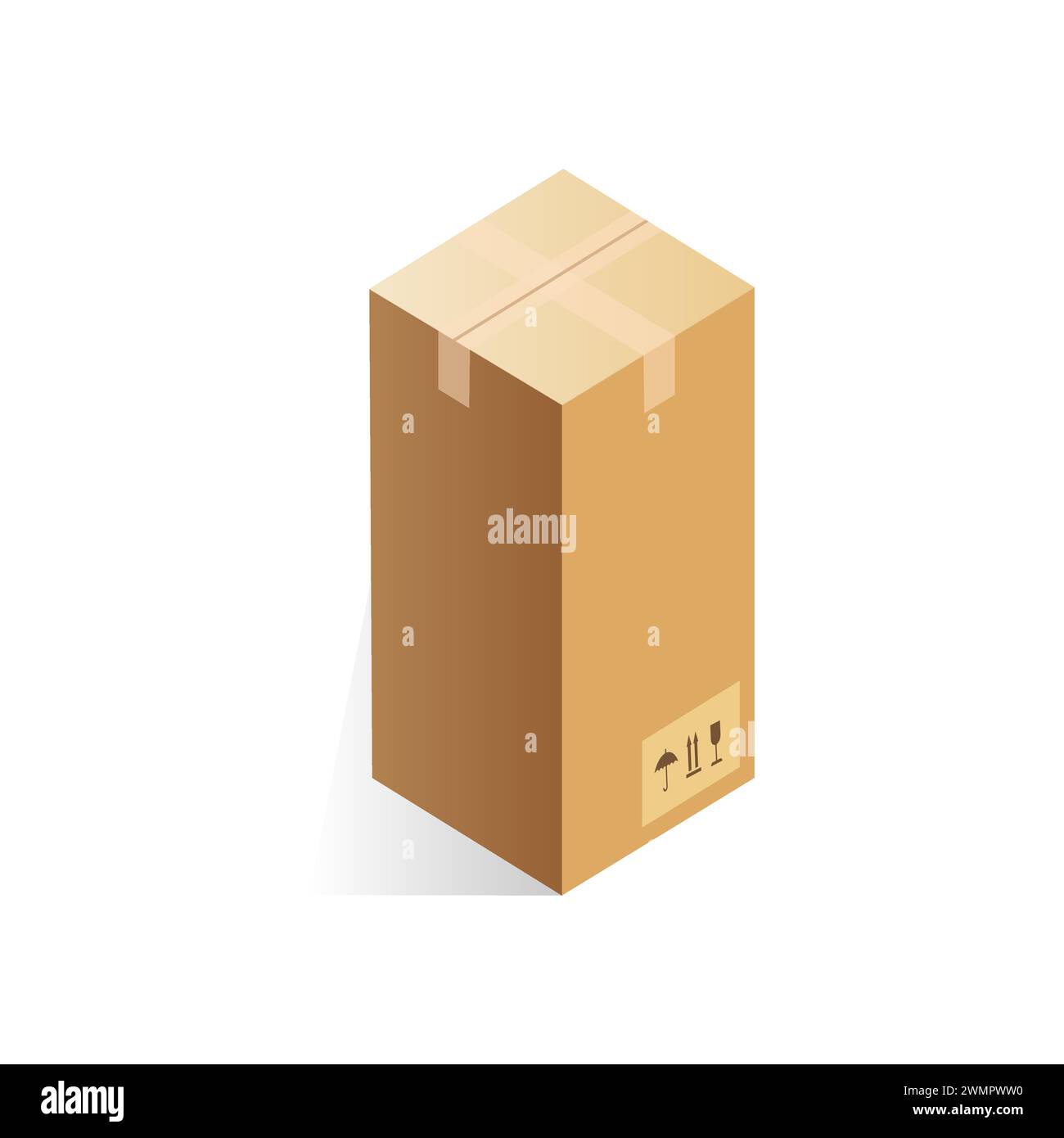 Isometric closed cardboard box, parcel of rectangular shape with goods ...