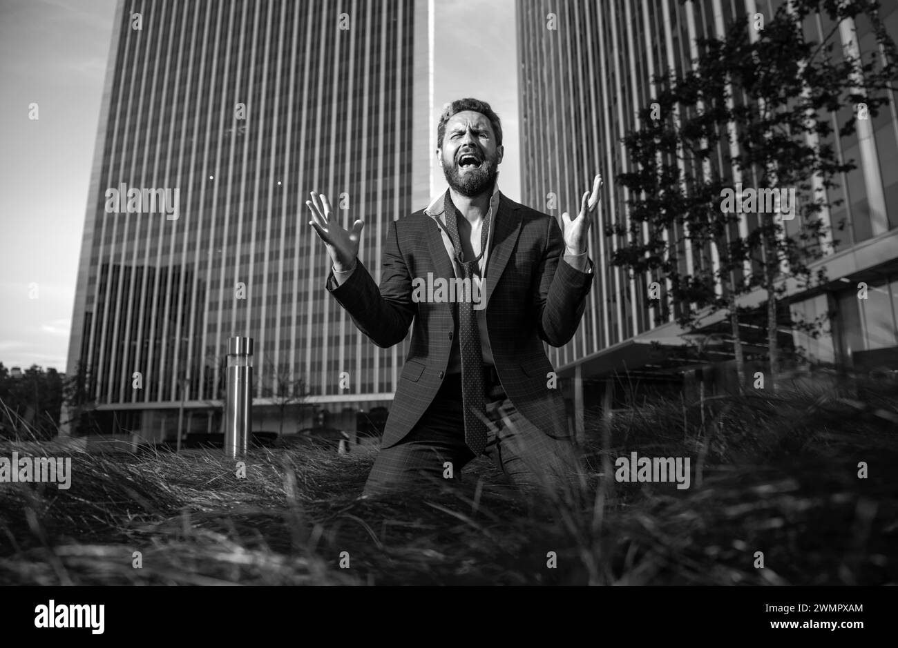 Frustrated businessman crying. Overworked entrepreneur tired hard work ...