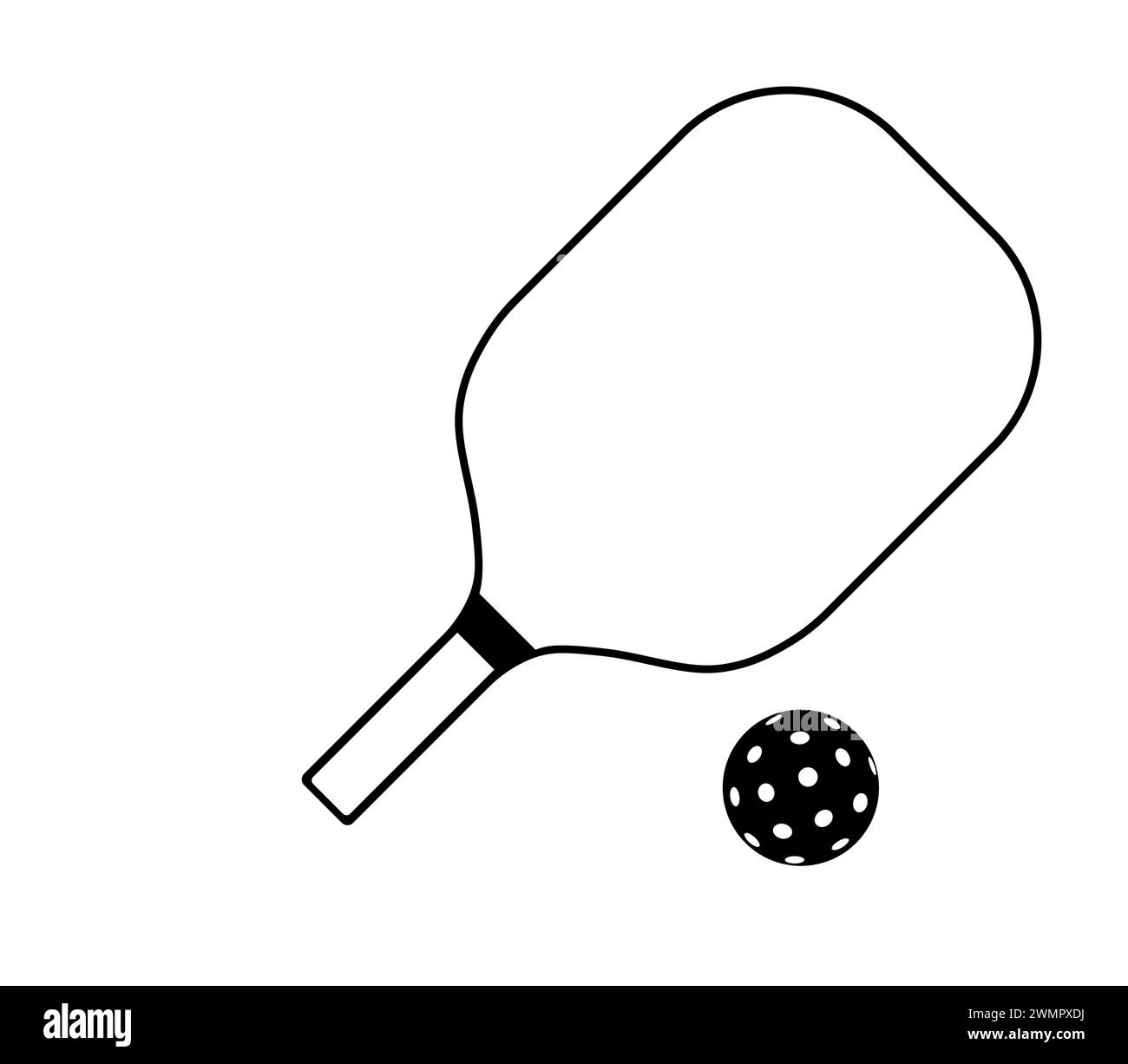 Pickleball paddle line icon with ball. Pickleball symbol. Vector ...