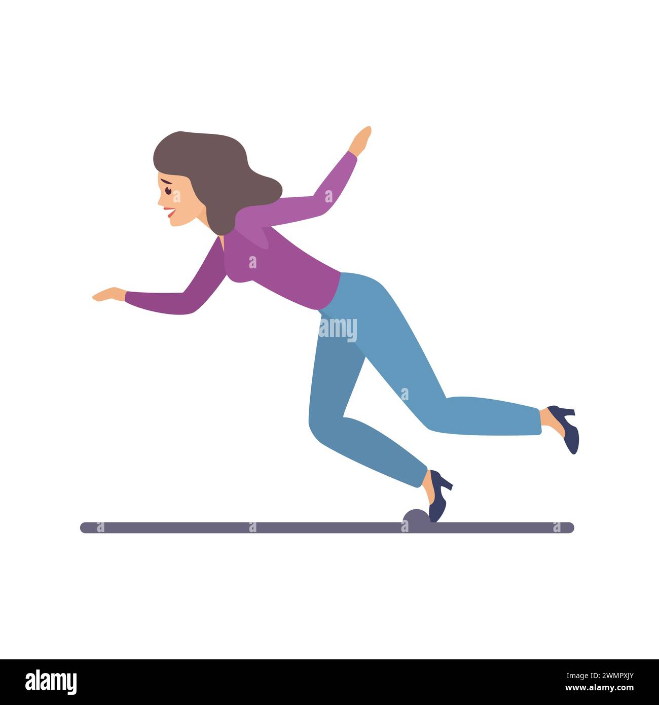 Stumble and fall accident of woman walking on road, girl falling vector ...