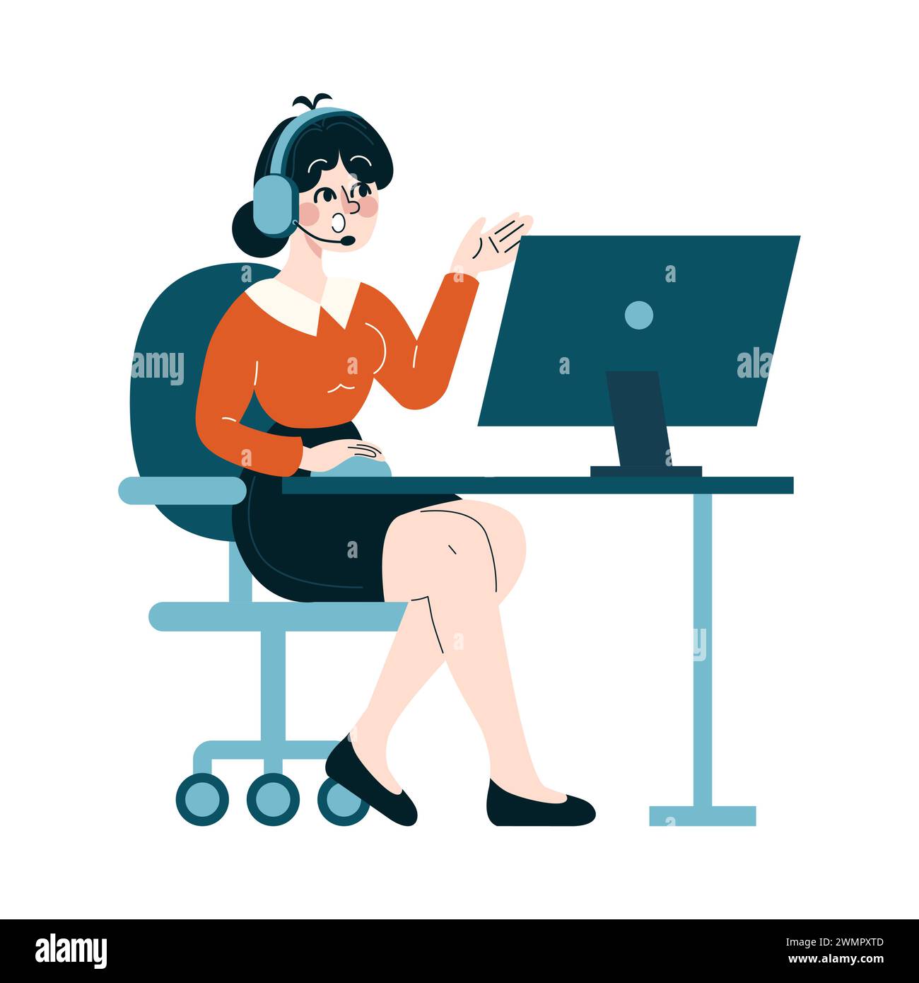 Customer service concept. Cheerful operator engaging with clients ...