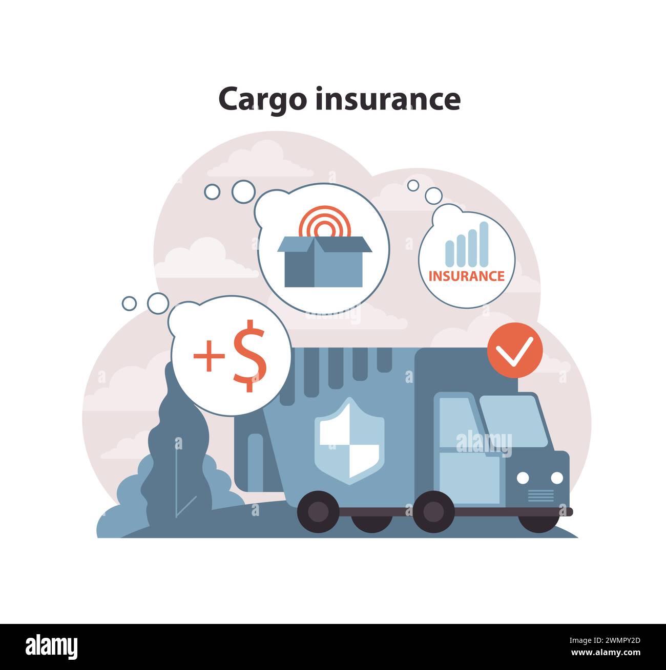 Cargo insurance concept. Logistics and freight protection with ...