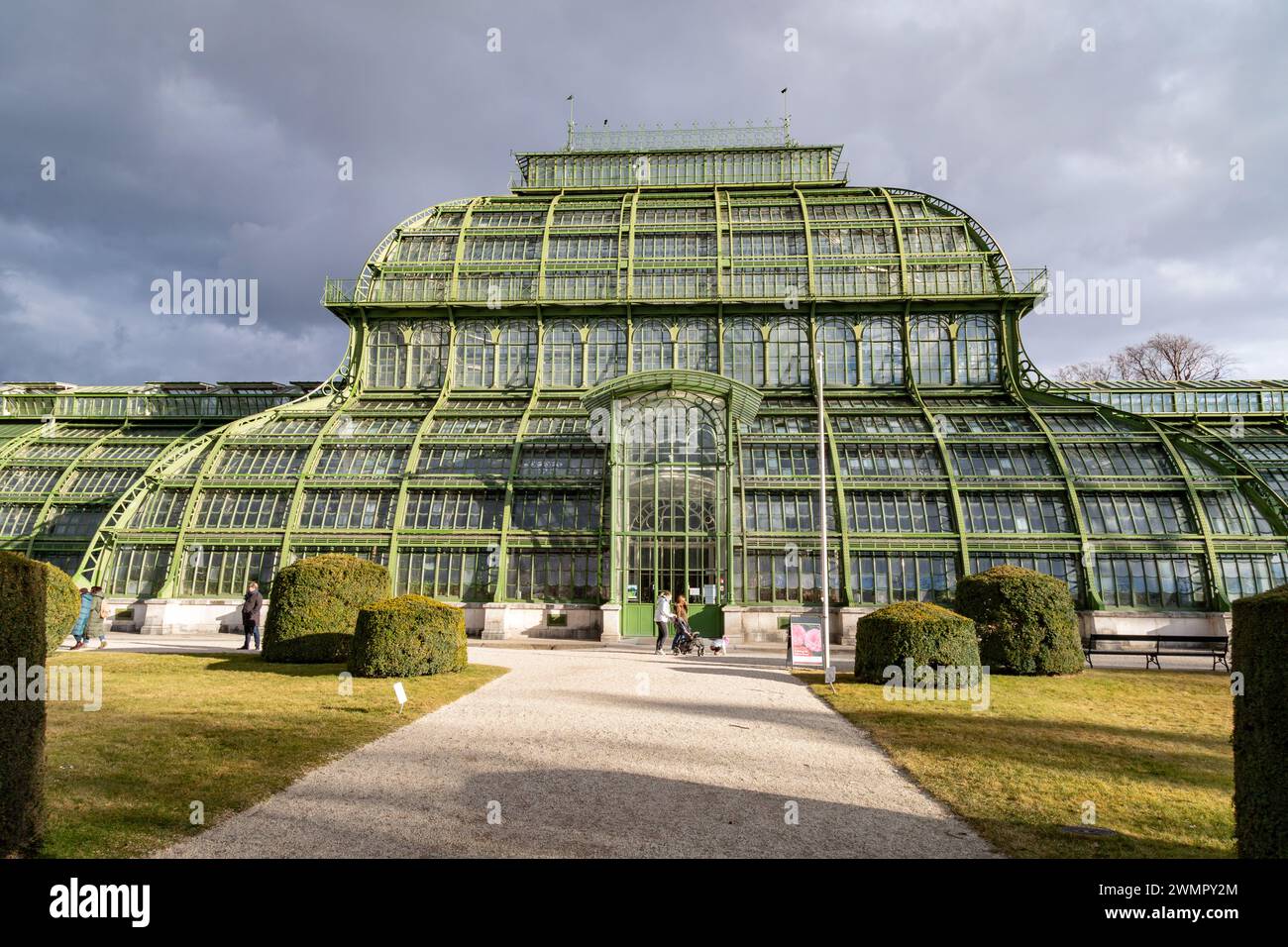 Palm House or Palmenhaus in the Schönbrunn palace gardens, Vienna ...