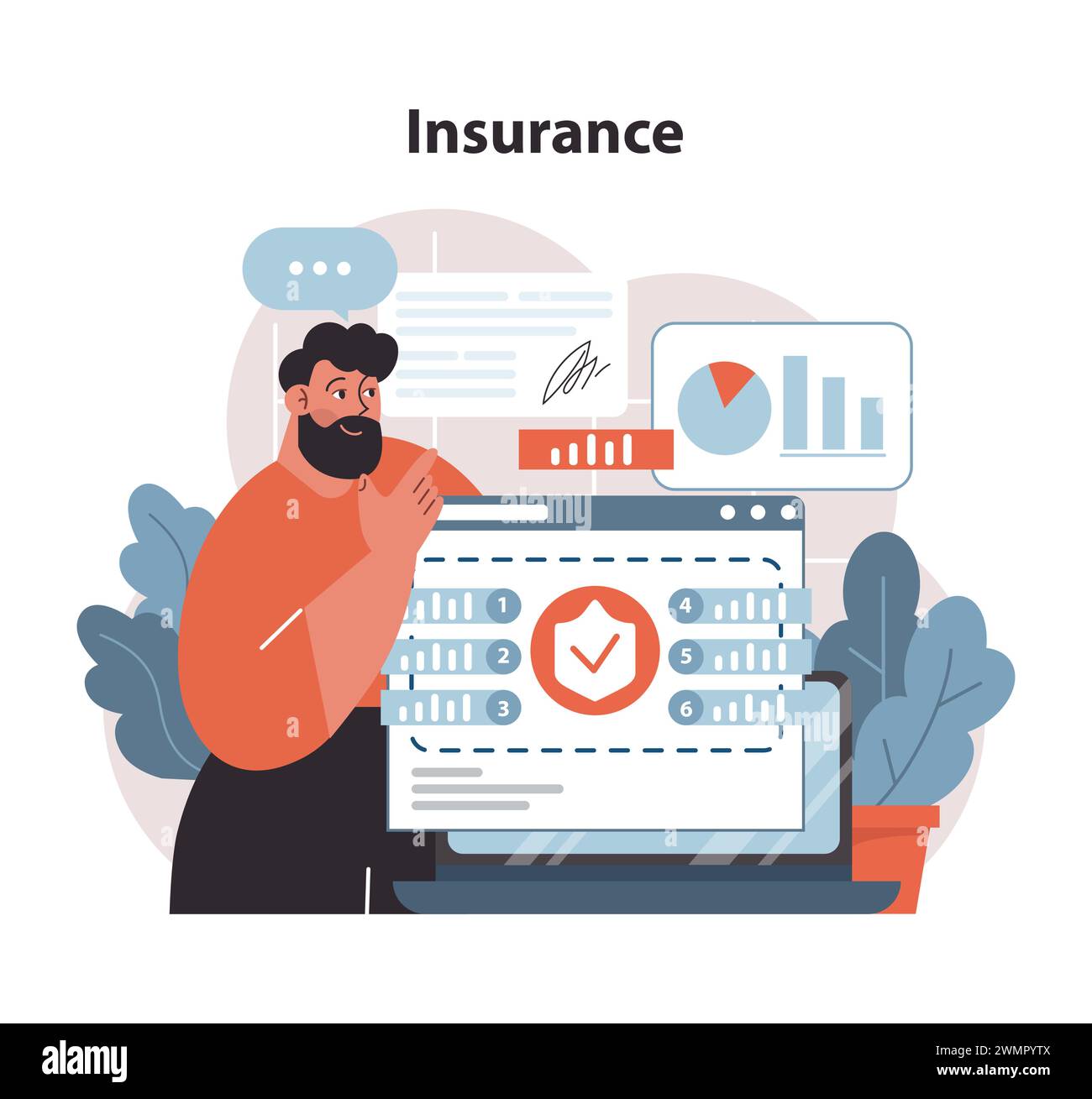Insurance overview concept. Analyzing data and policy details for ...