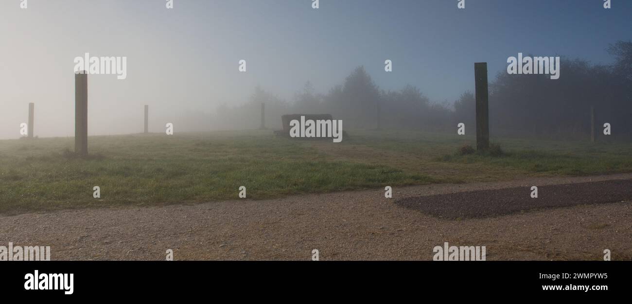 Wood circle around Pit memorial Apedale Staffordshire Stock Photo - Alamy