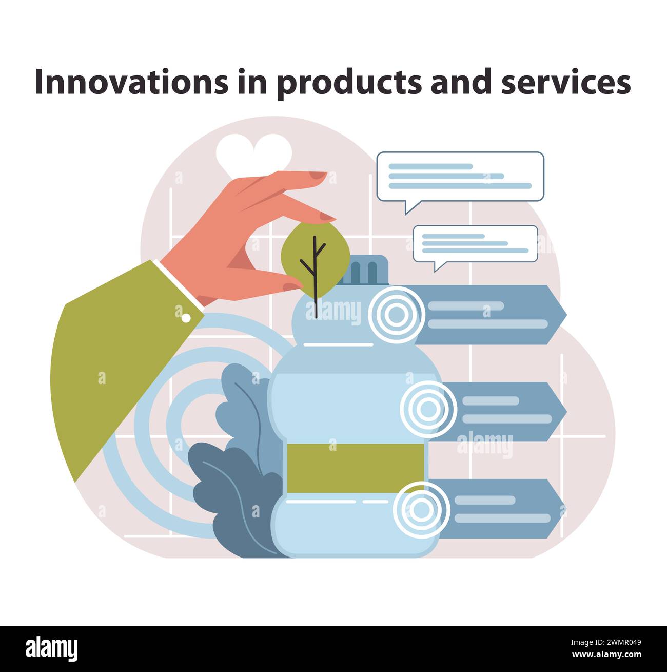 Eco-innovation concept visual. A hand nurtures a young plant ...