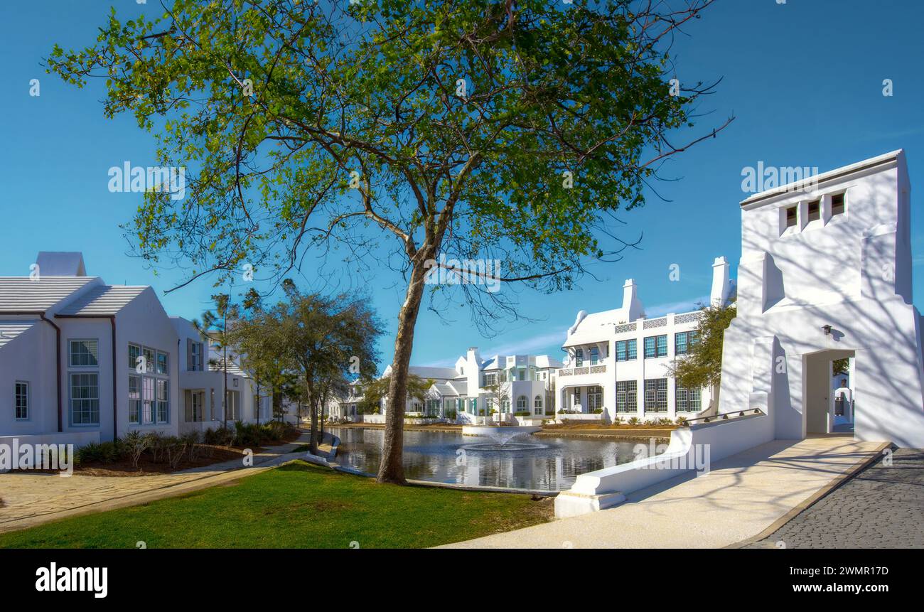 View of lovely Lake Marilyn in Alys Beach on the Emerald Coast, Florida ...