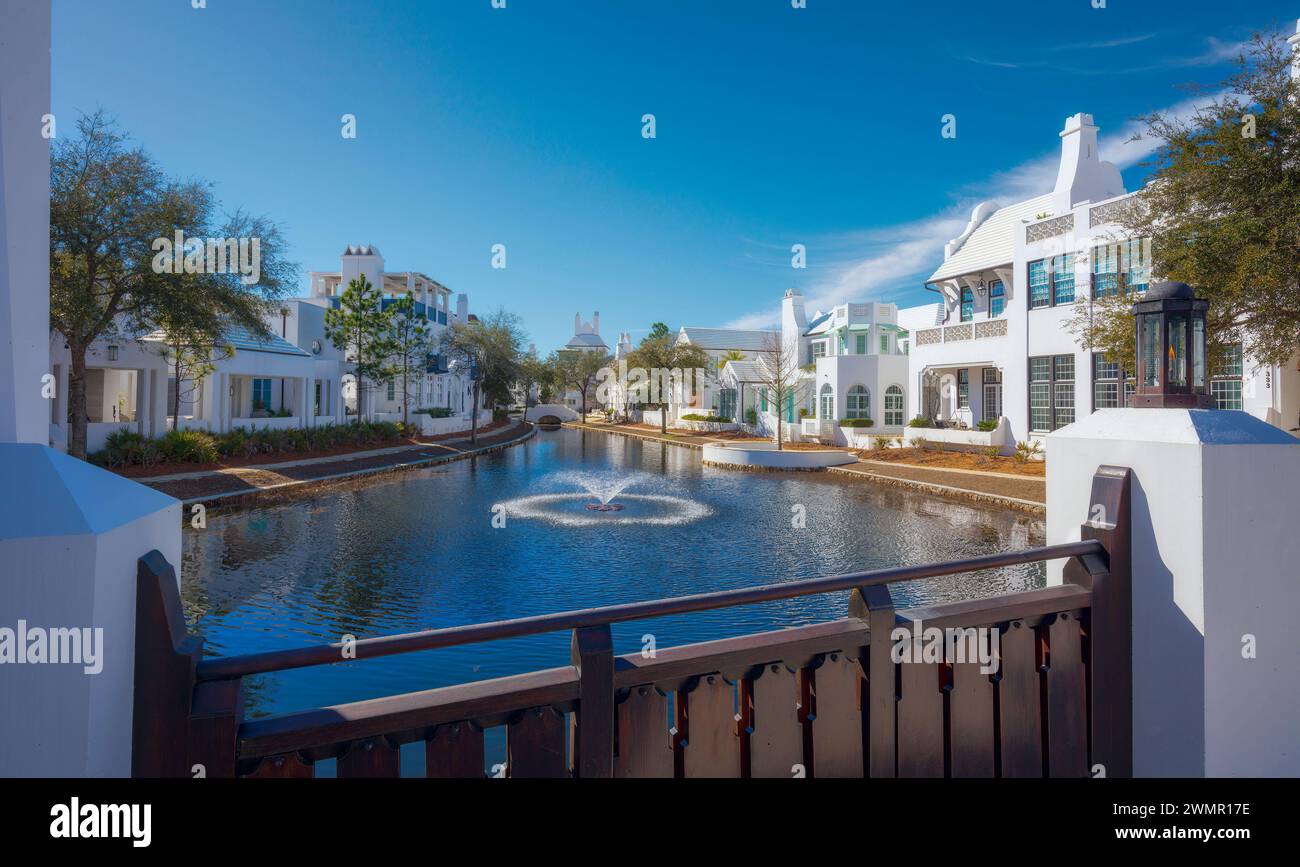 View of lovely Lake Marilyn in Alys Beach on the Emerald Coast, Florida ...
