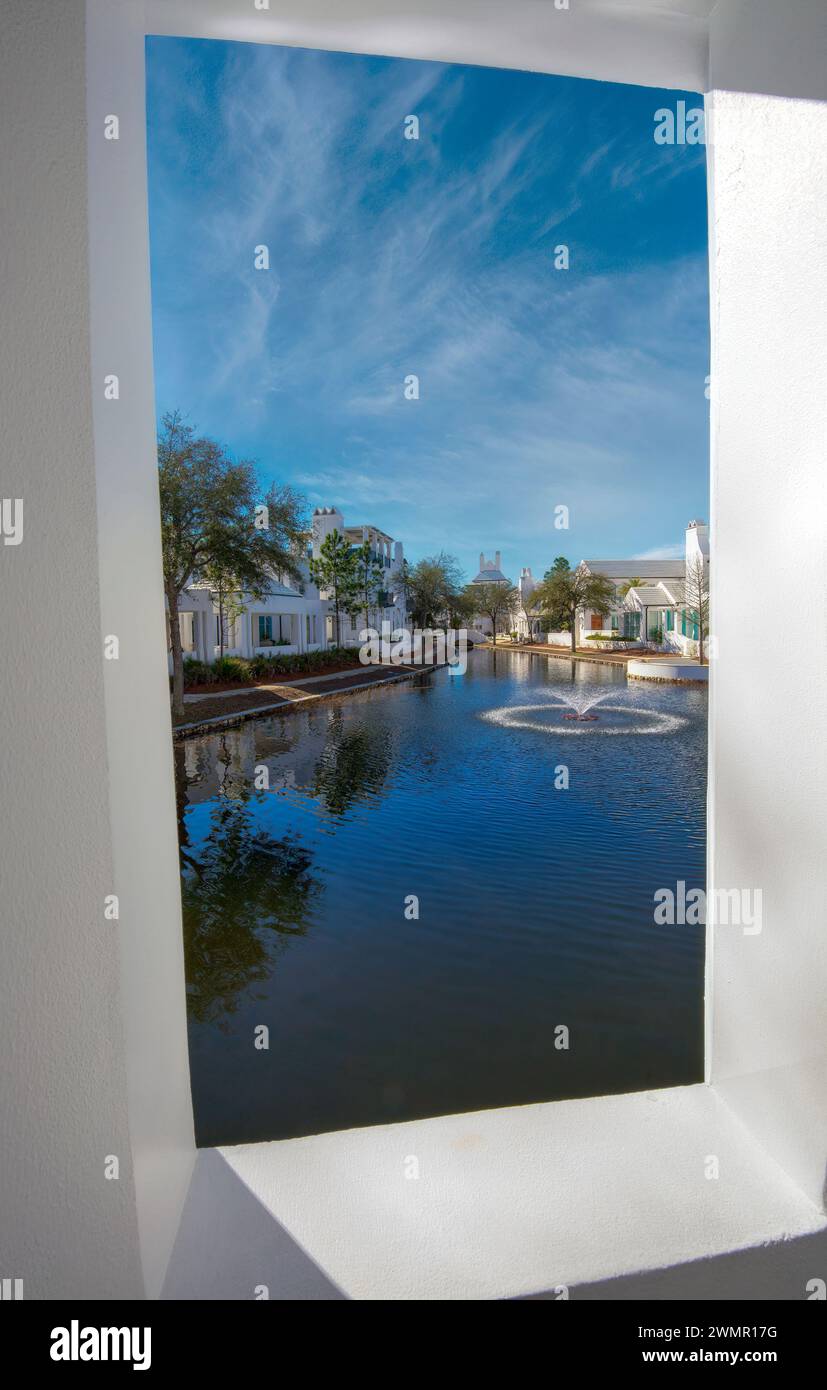 View of lovely Lake Marilyn in Alys Beach on the Emerald Coast, Florida ...