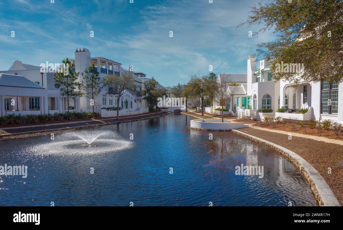 View of lovely Lake Marilyn in Alys Beach on the Emerald Coast, Florida ...