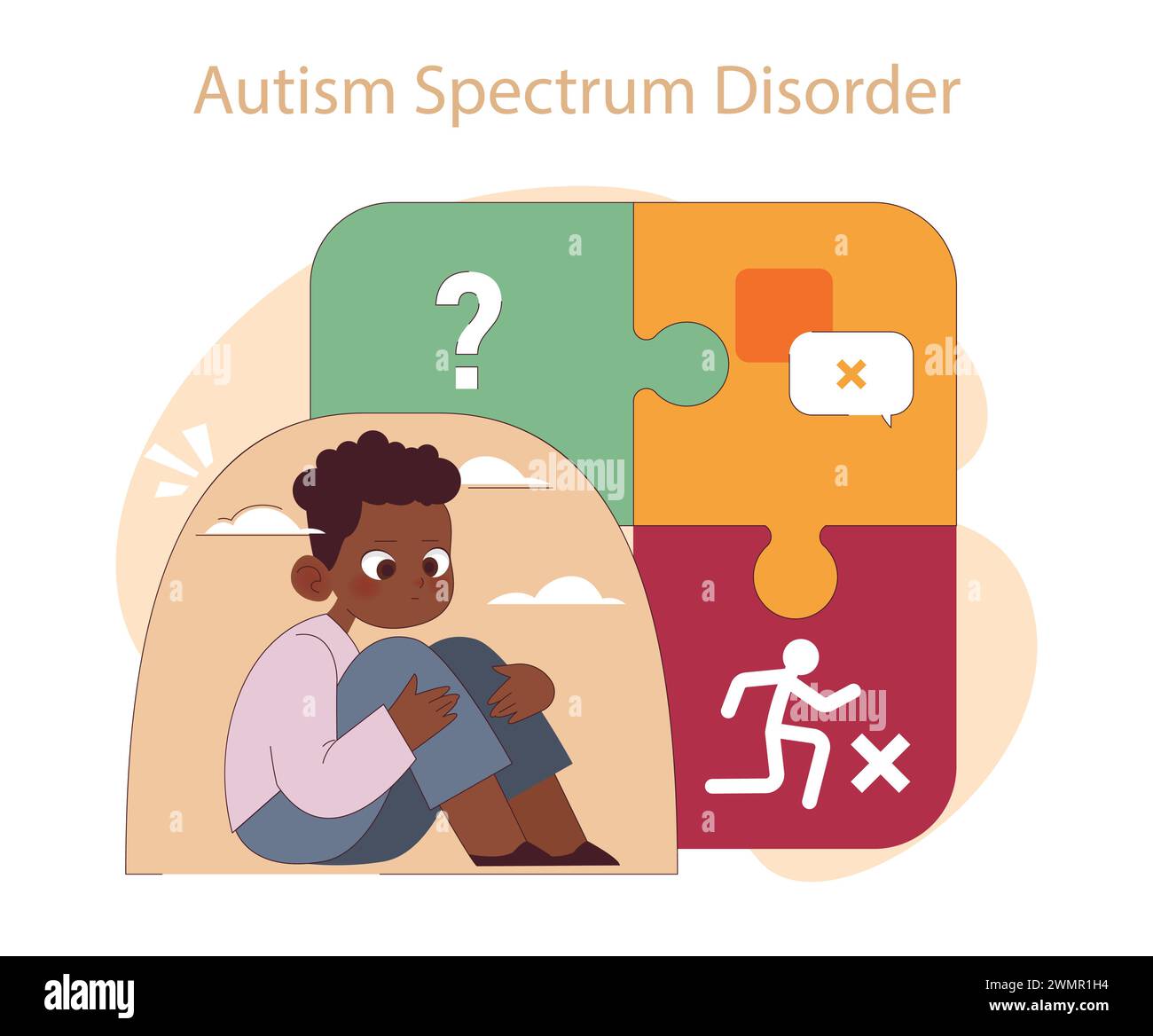 Autism Spectrum Disorder concept. Child contemplates communication ... Autism Spectrum Disorder concept. Child contemplates communication ...