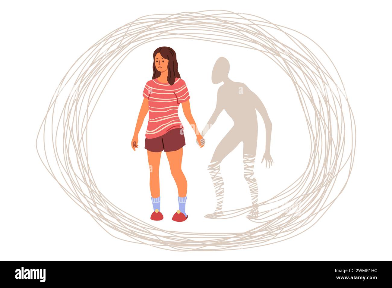 Woman with psychological disorder holds hand fictional character ...