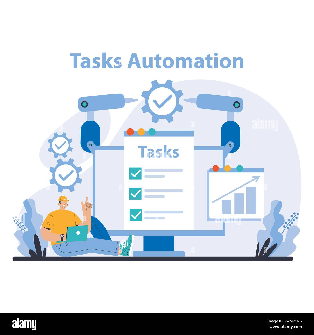 Tasks Automation concept. Seamless integration of robotics in workflow ... Tasks Automation concept. Seamless integration of robotics in workflow ...