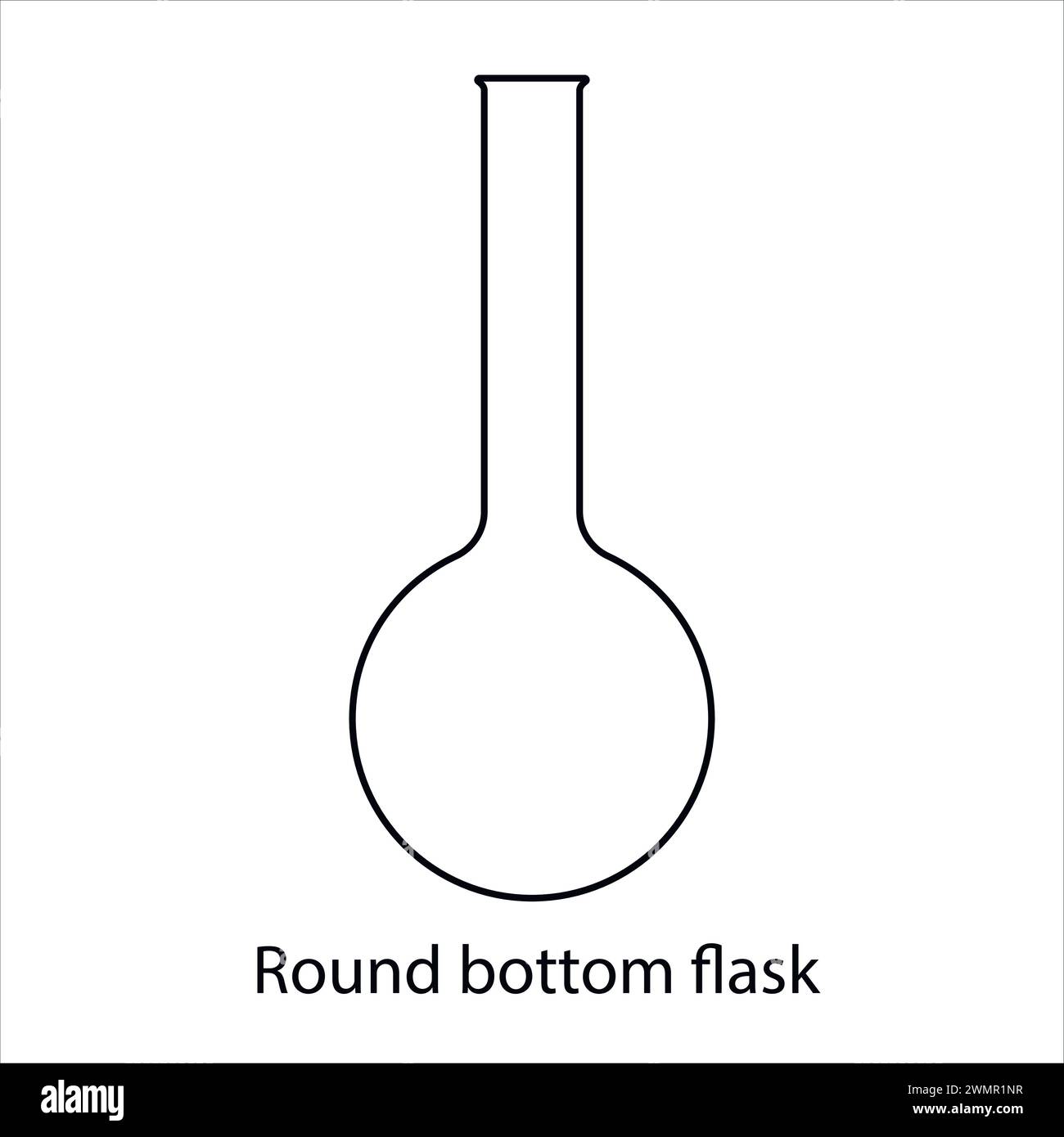 Schematic illustration of a round bottom flask on a white background ...