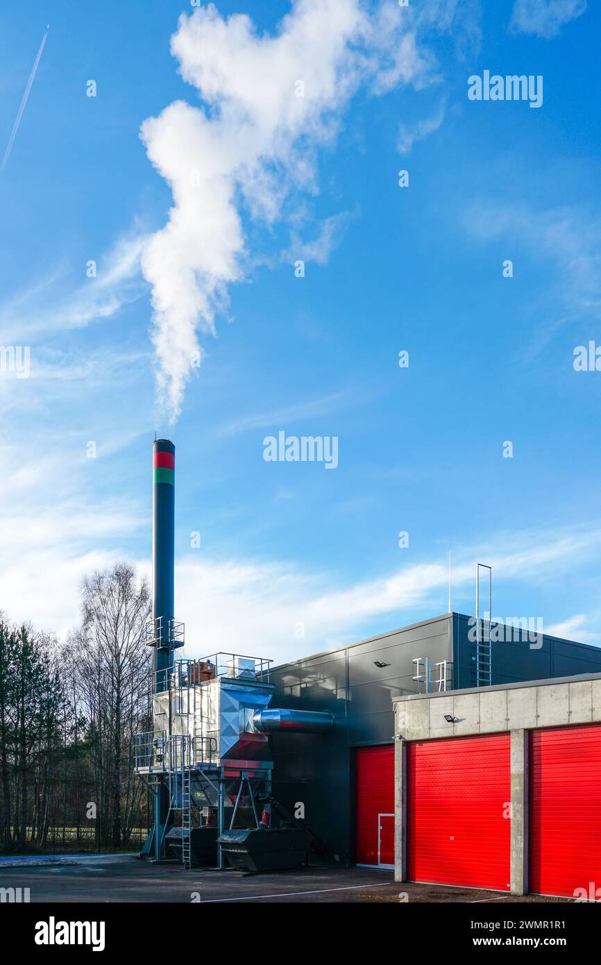 New modern wood chip biofuel boiler house for increased heat energy ...