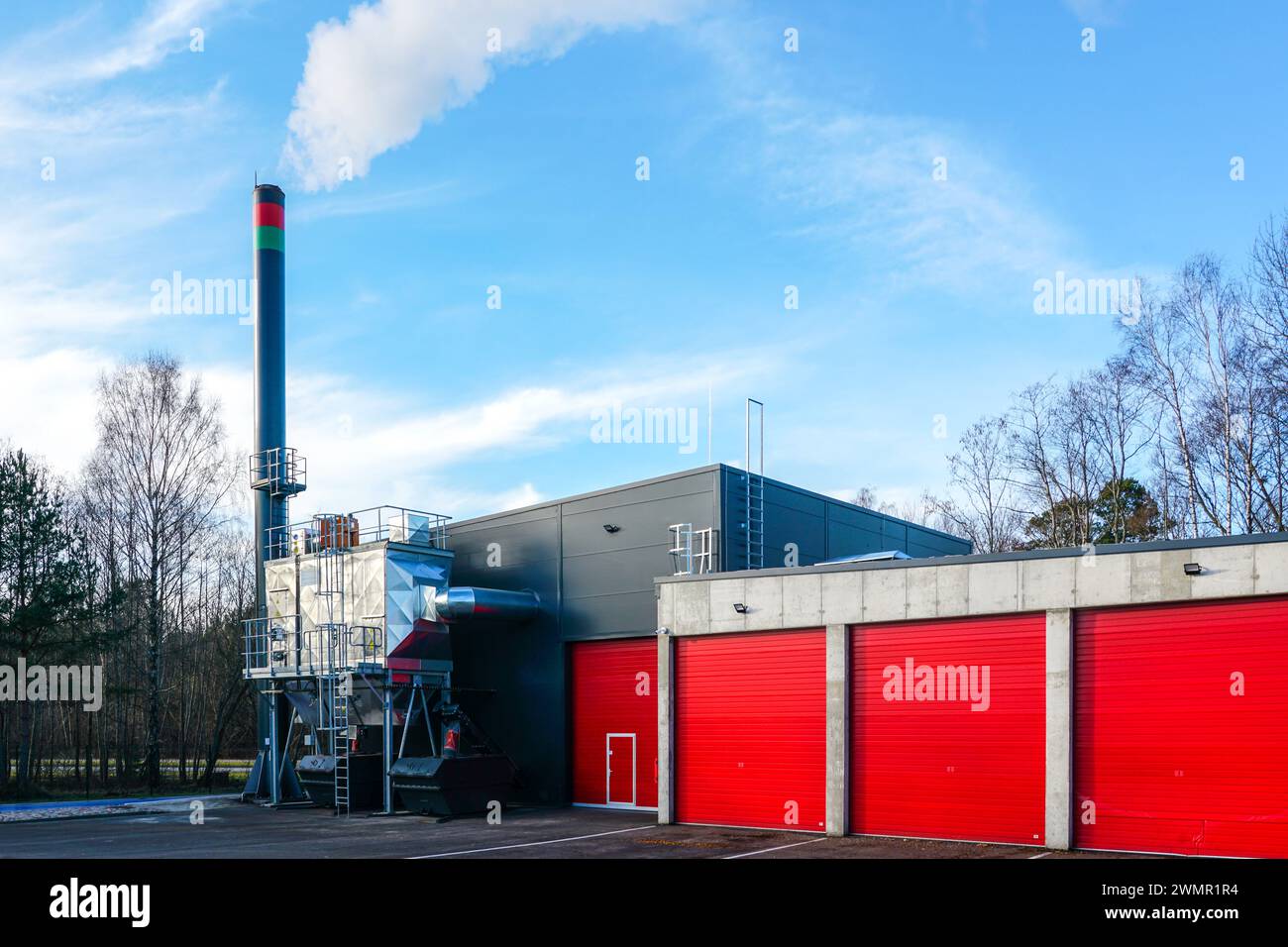 New modern wood chip biofuel boiler house for increased heat energy ...