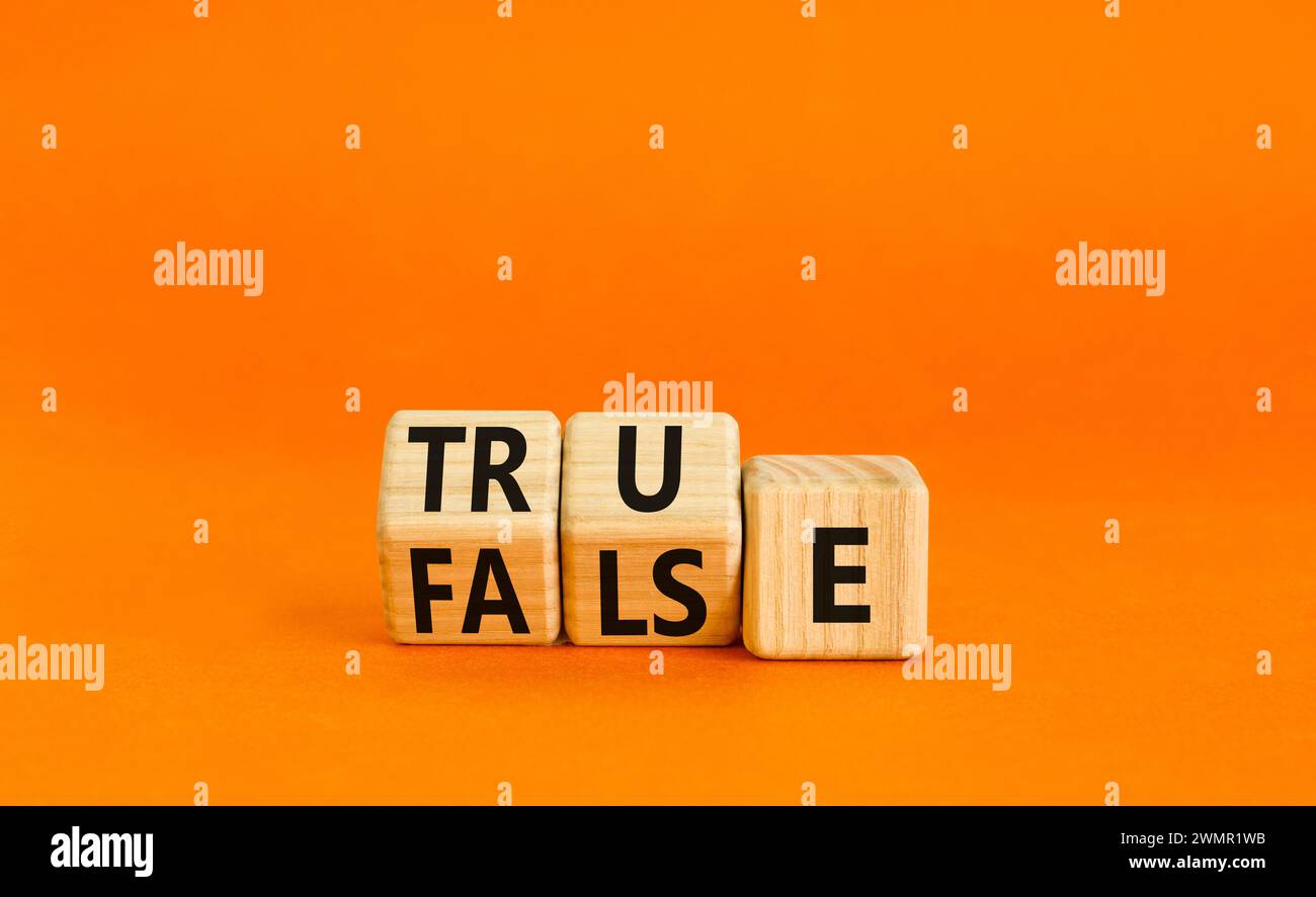 False or true symbol. Turned wooden cubes and changed the word false to ...