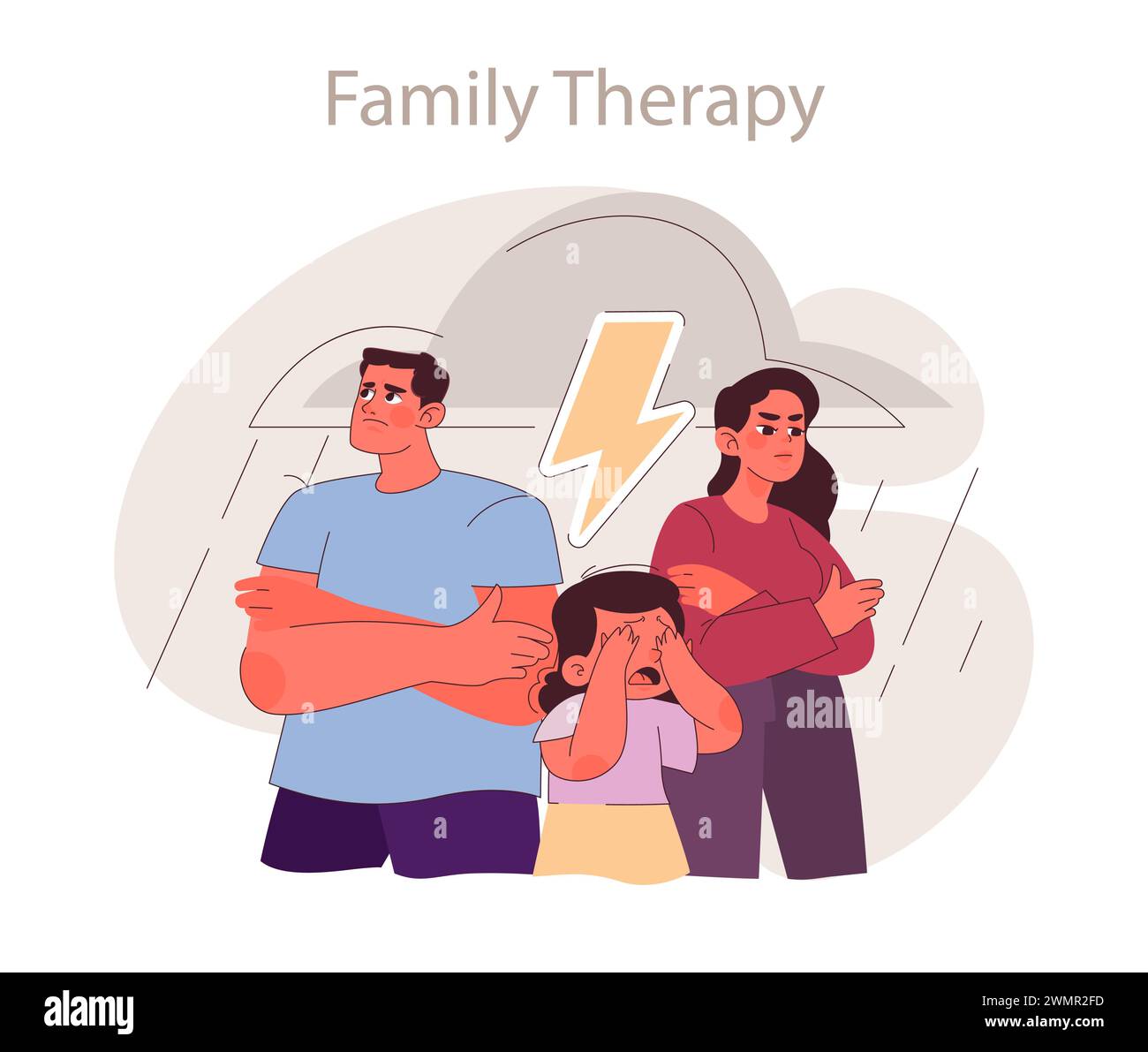 Family therapy concept. Illustration capturing the essence of family conflict and the path to ...