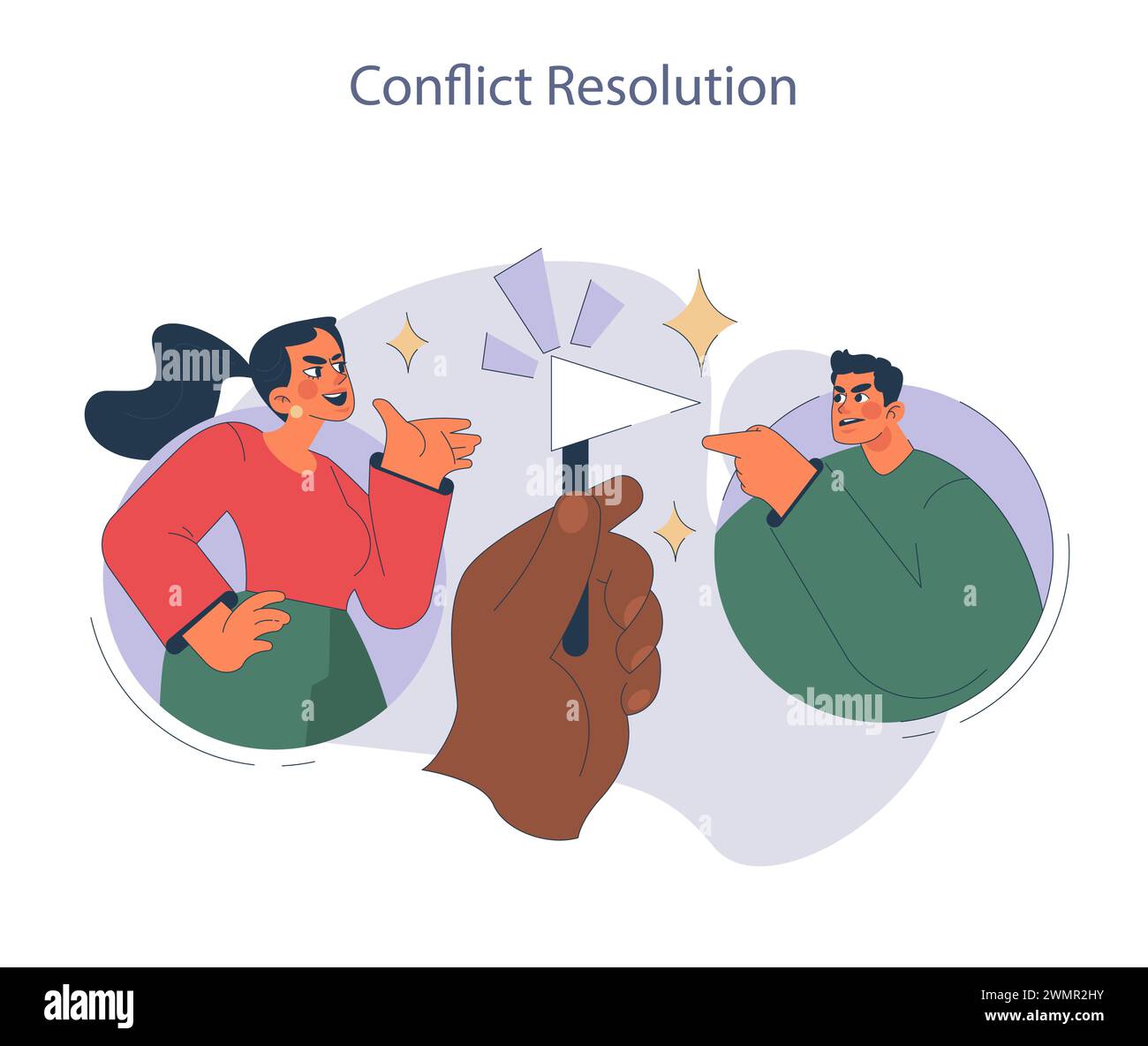 Conflict Resolution concept. Two individuals engaging in a constructive ...