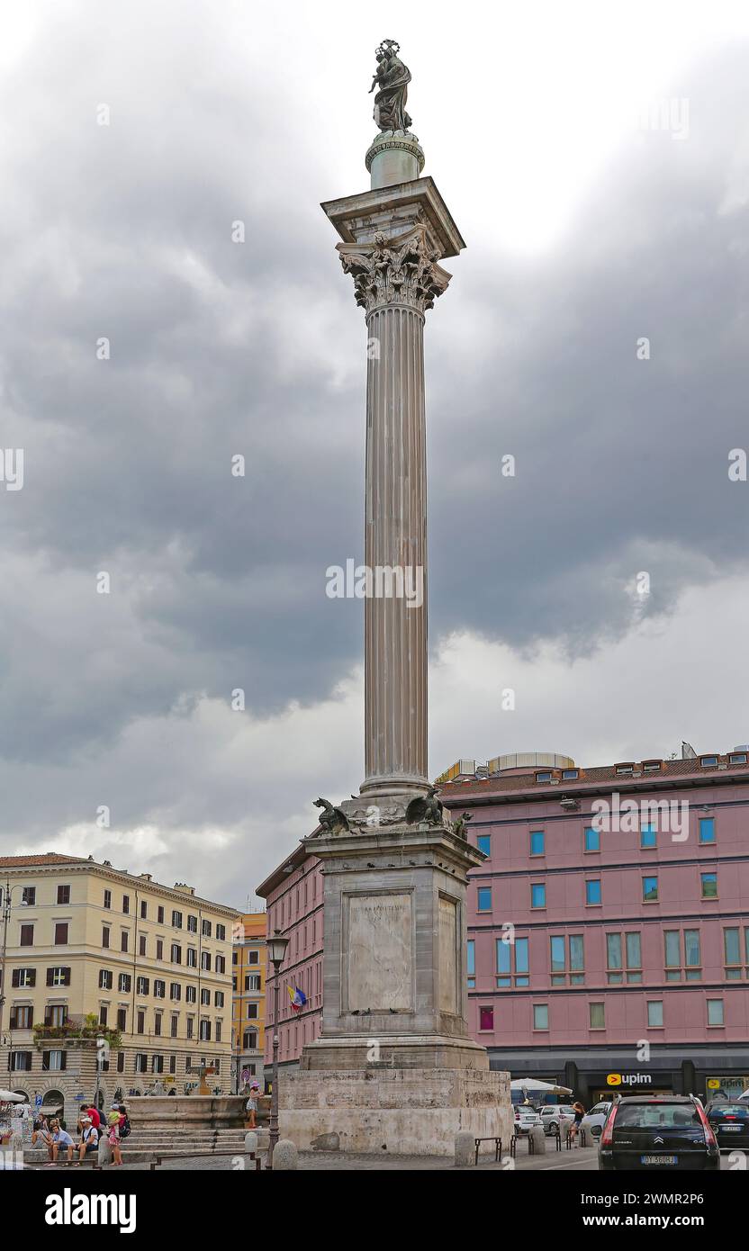 Rome, Italy - June 30, 2014: Peace Column at Maggiore Square in Capital ...