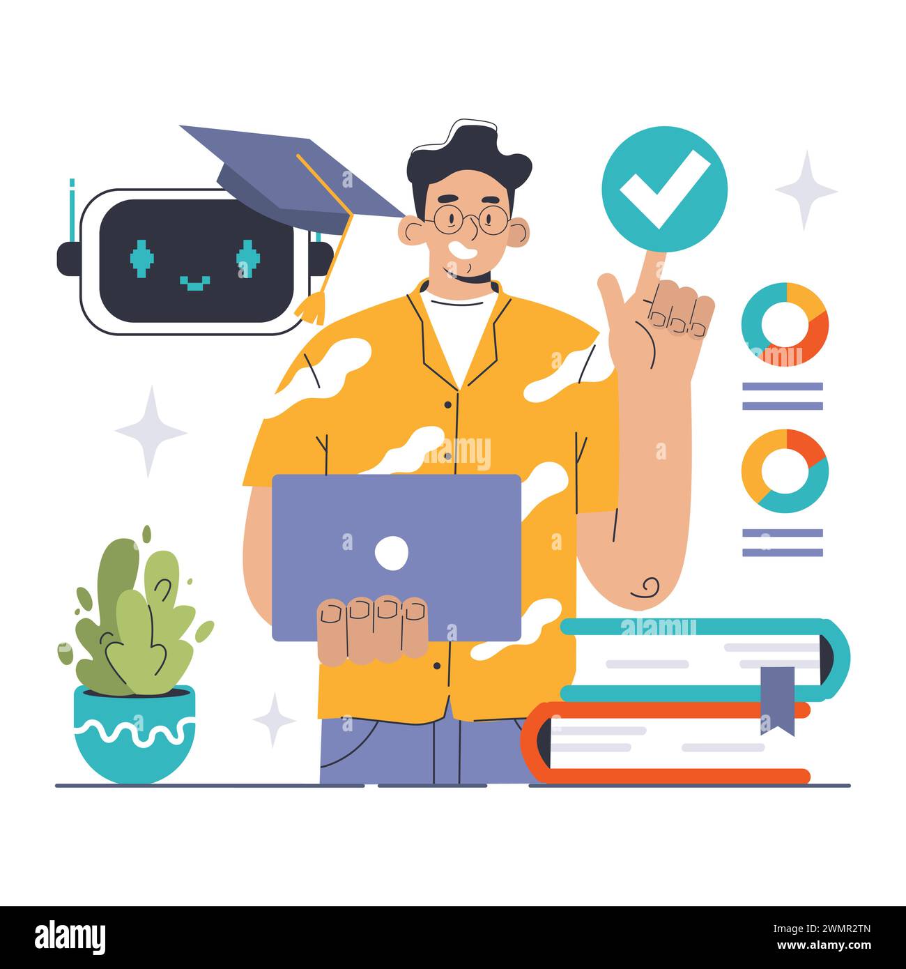 Chat Bot Training concept. An enthusiastic programmer fine-tunes a ...