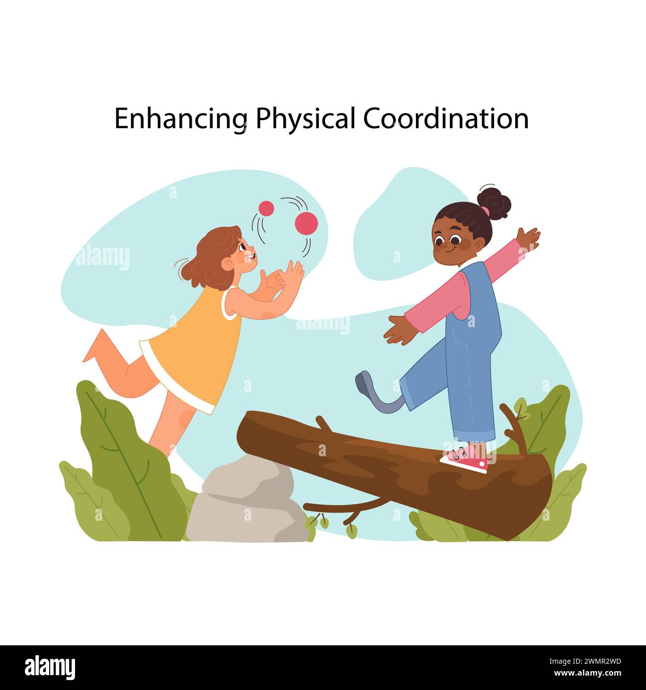 Child physical development concept. Children enhancing balance and ...