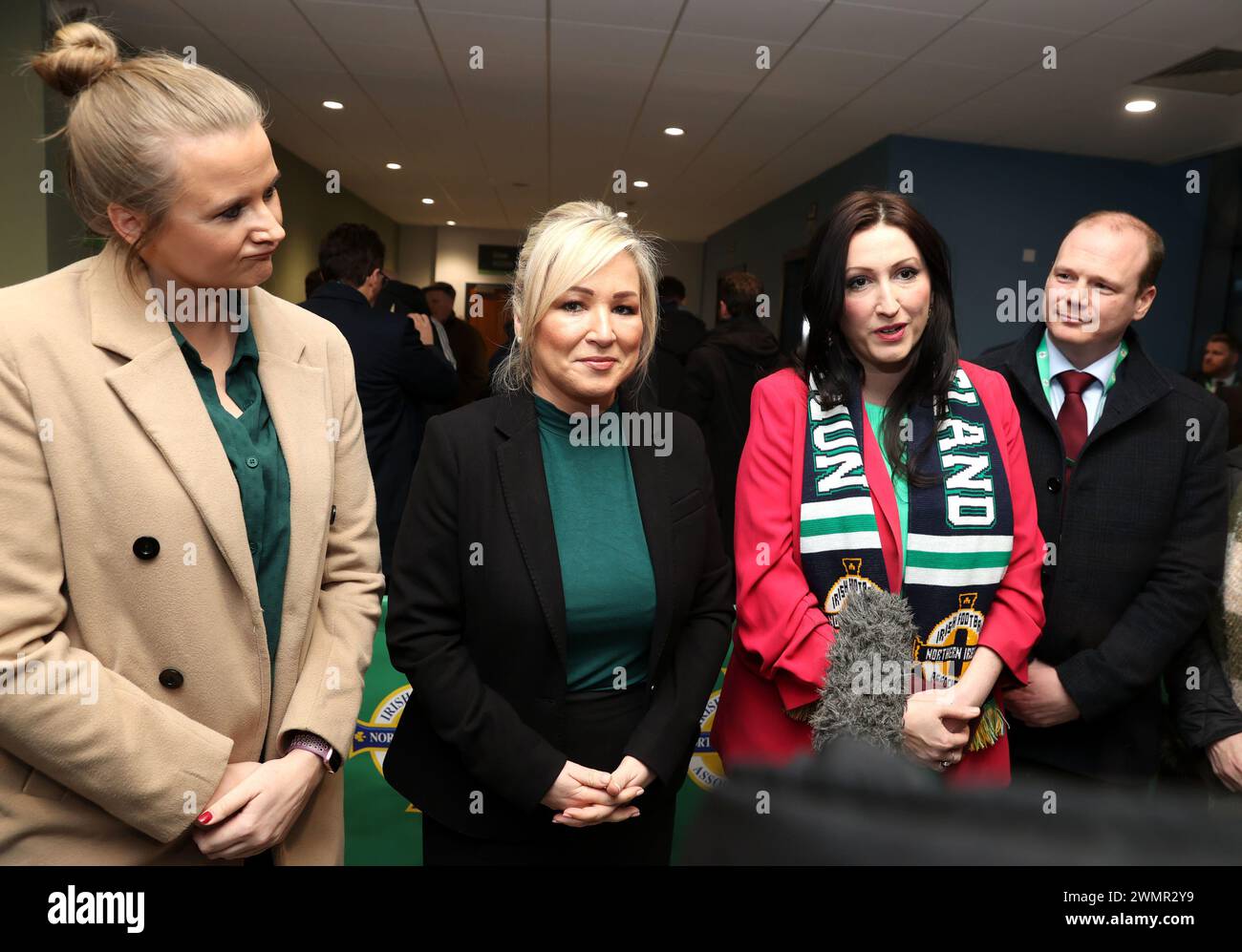 (left to right) Sinn Fein MLA Aisling Reilly, First Minister Michelle O ...