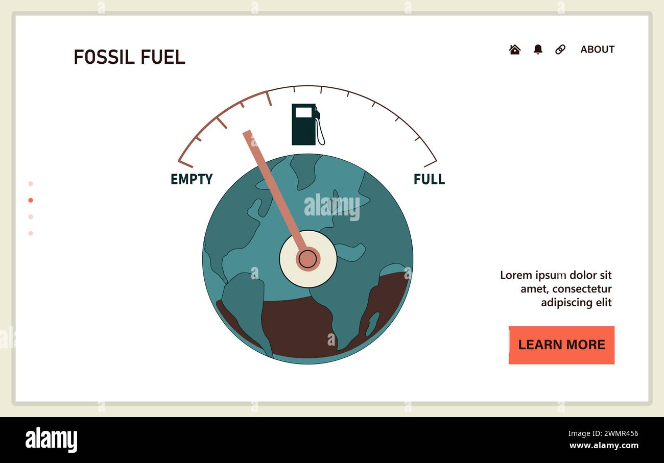 Fossil fuel web or landing. Natural resource depletion. Earth as a fuel ...