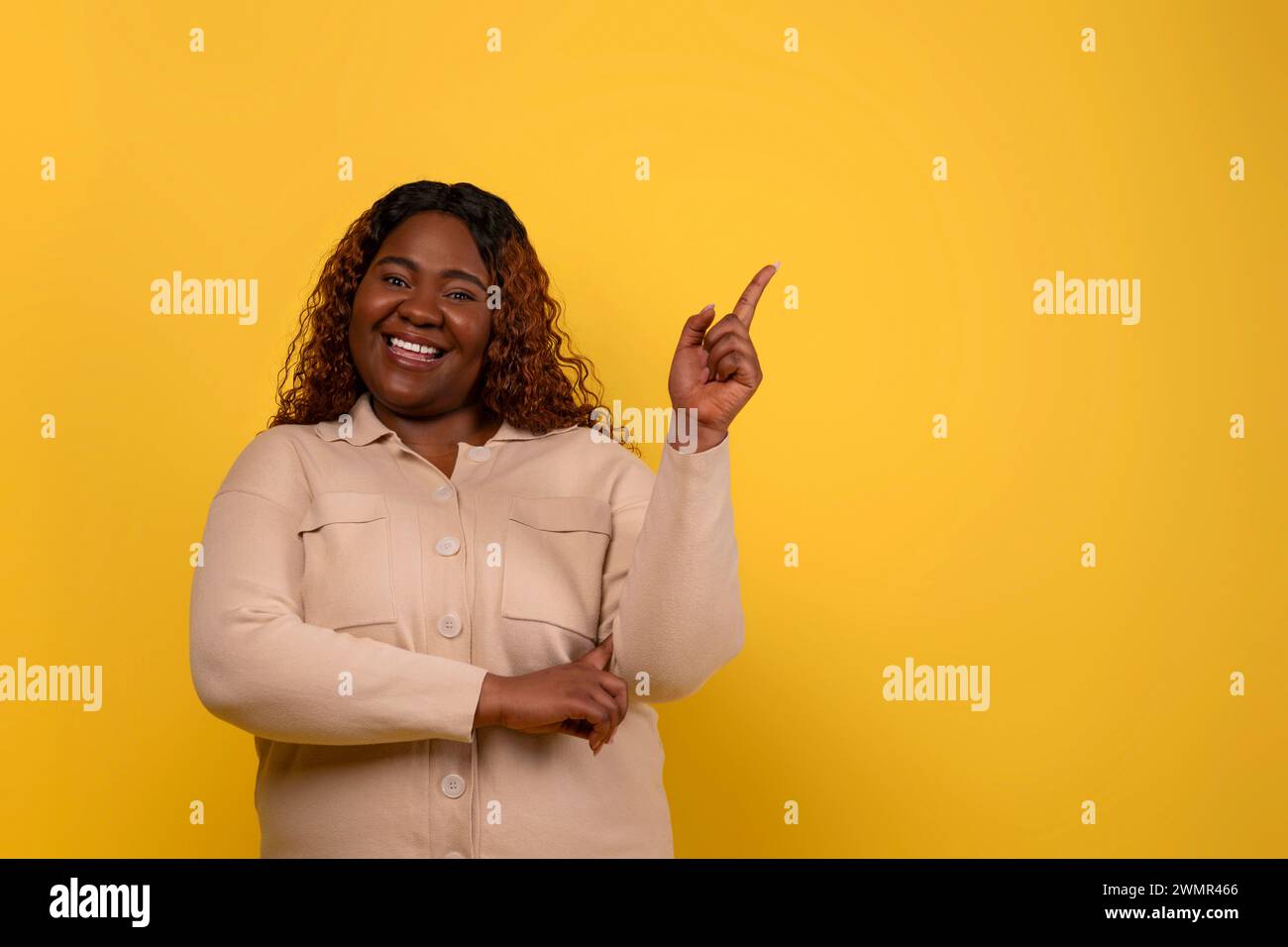 Pointing woman discount offer overweight hi-res stock photography and ...