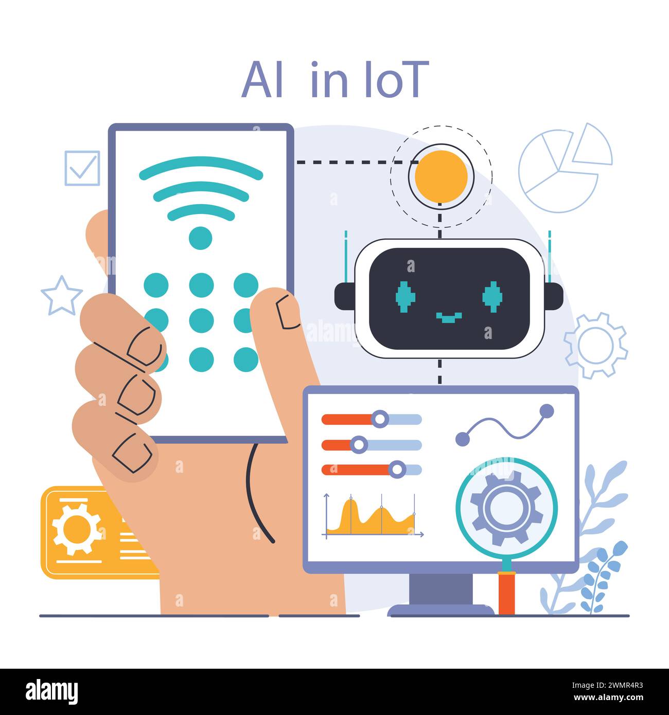 Ai integration. Artificial intelligence and human synergy. Neural network assistance and ...