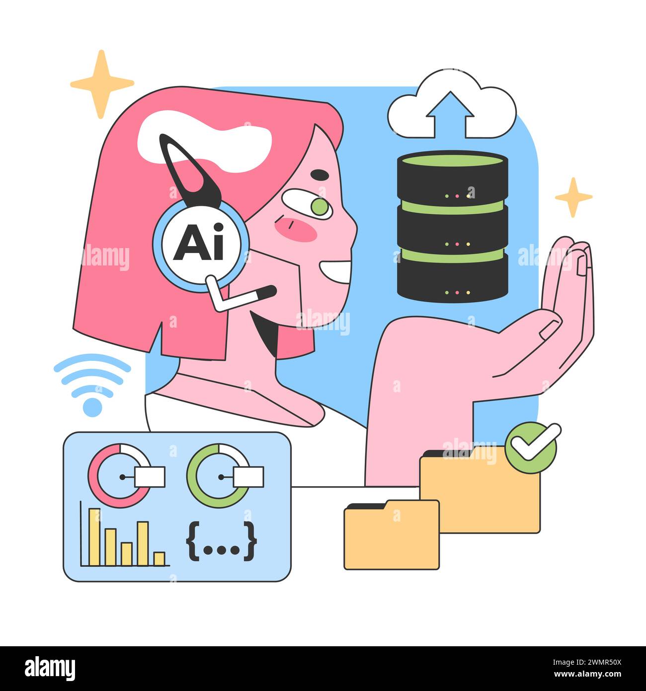 Enthusiastic individual explores AI capabilities, uploading data to ... Enthusiastic individual explores AI capabilities, uploading data to ...