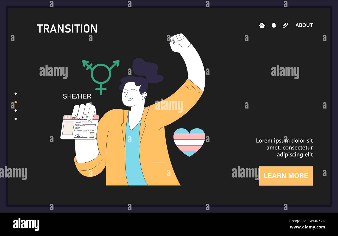 Gender transition web or landing. Gender identity affirmation ...