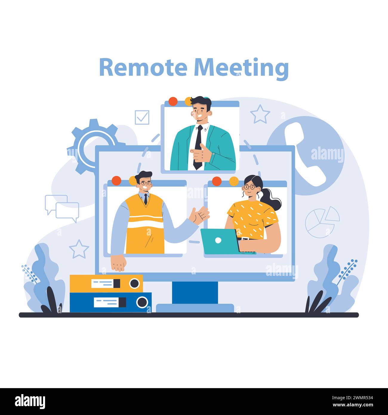 Remote meeting concept. Digital collaboration and virtual team ...