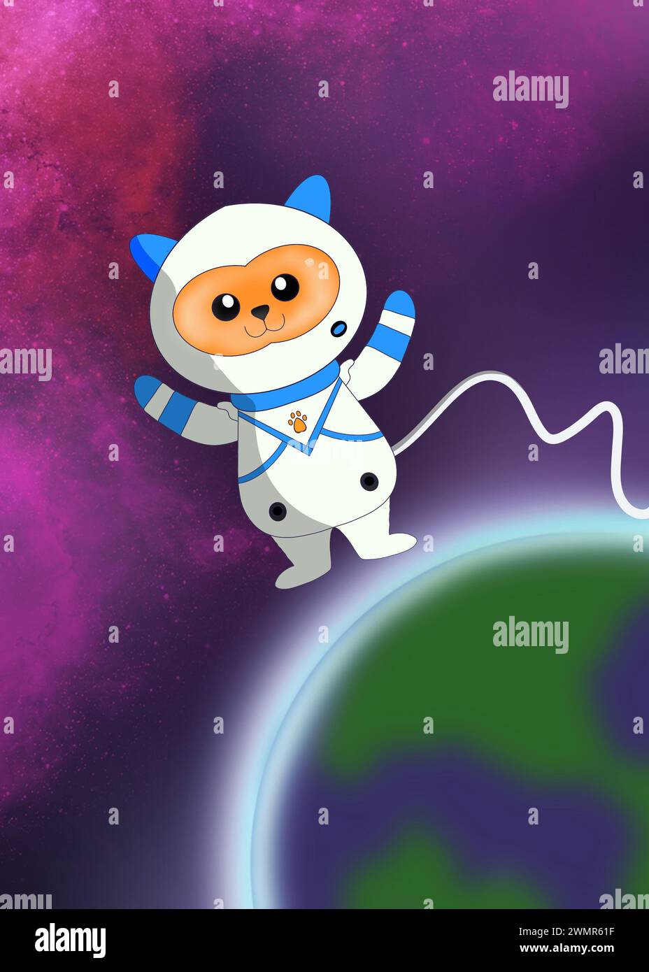 illustration of astronaut cat Stock Photo - Alamy
