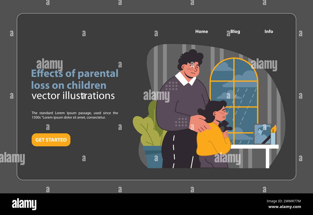 Parental loss on children web or landing. A tender moment of family ...