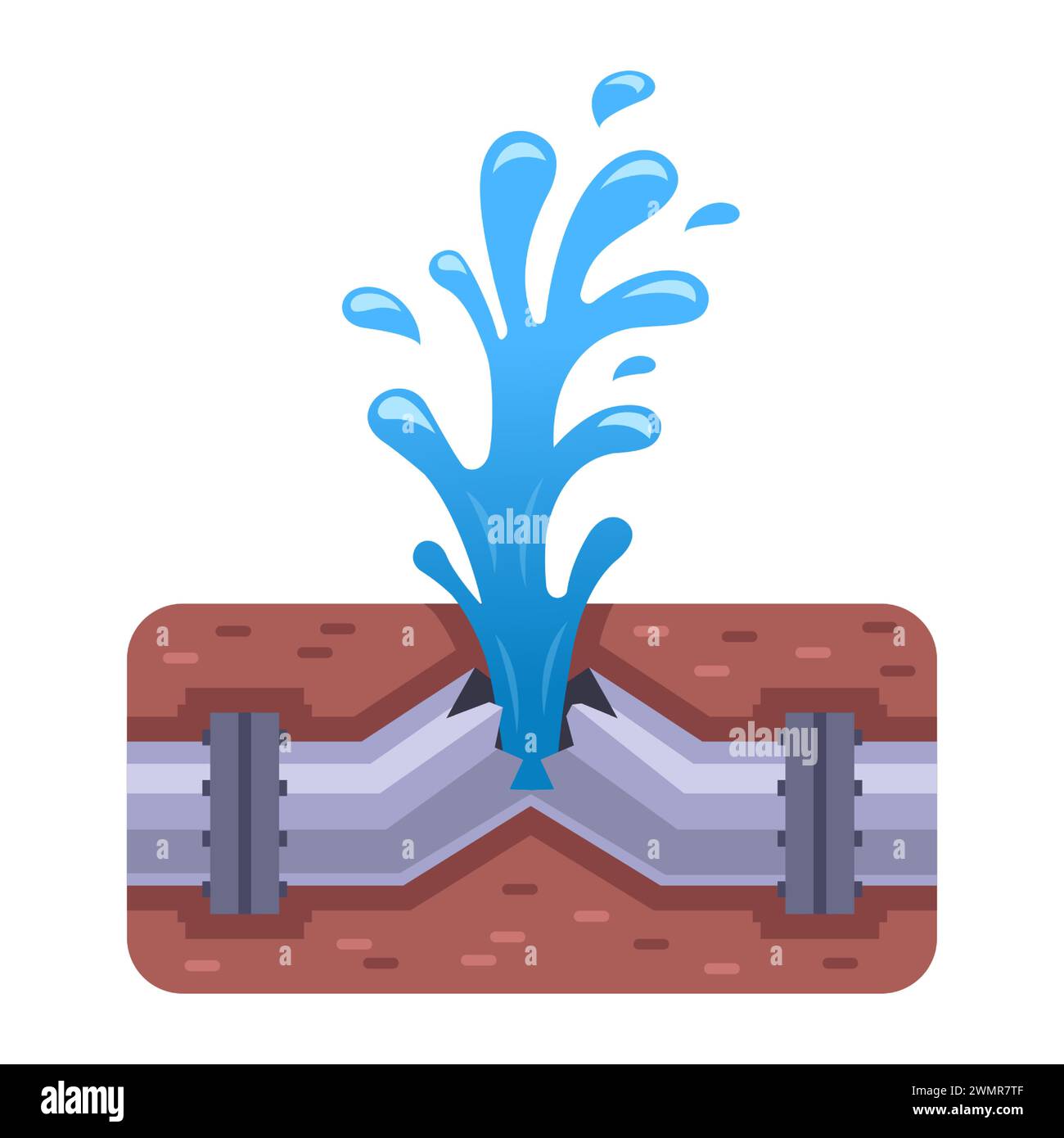 burst of water pipe from underground. flat vector illustration Stock Vector Image & Art - Alamy