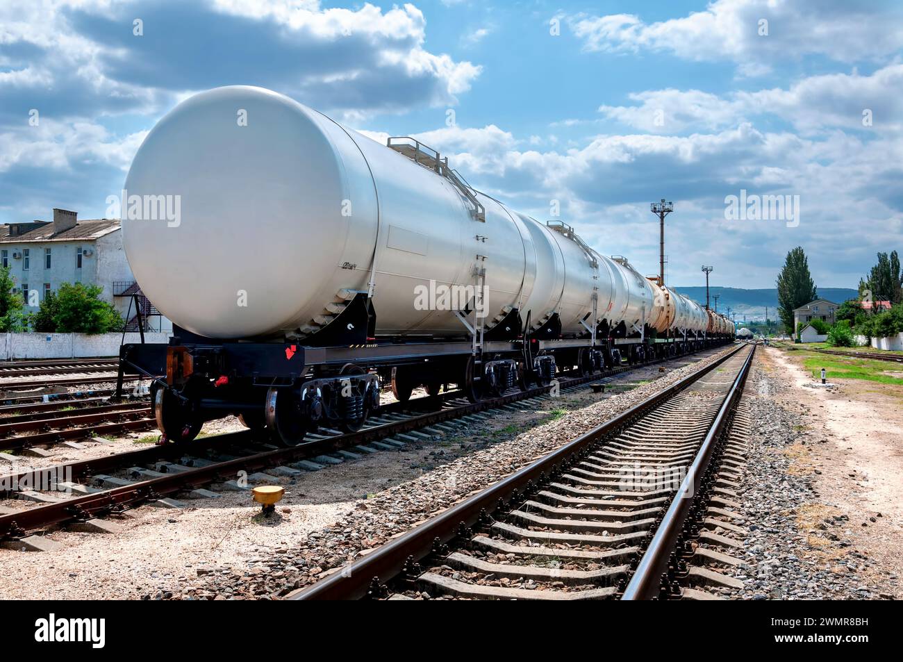 Train stands on railroad tracks hi-res stock photography and images - Alamy