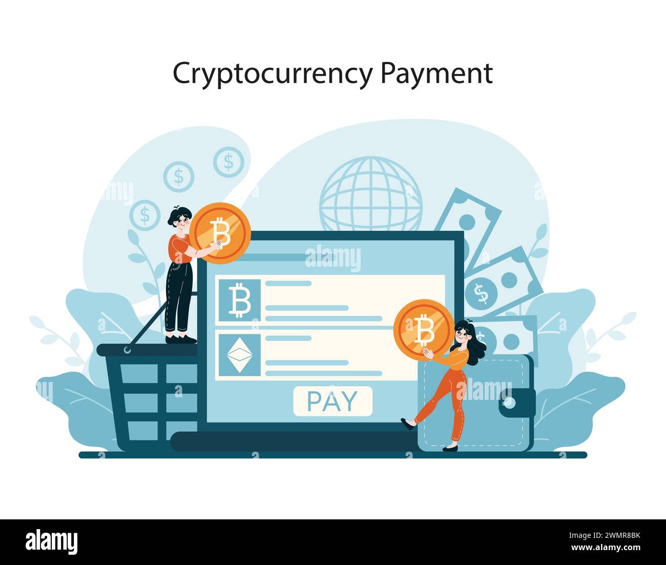 Cryptocurrency Payment concept. A modern transaction scene with Bitcoin, showcasing the rise of ...