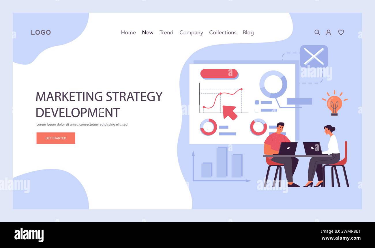 Marketing Strategy Development concept. Team analyzing metrics to ...