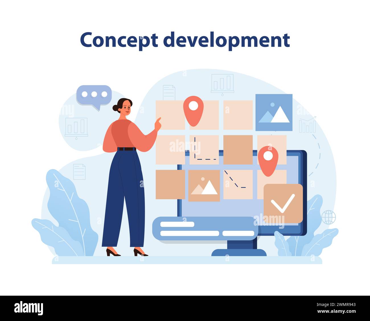 Concept Development in Branding. A vibrant vector illustration ...